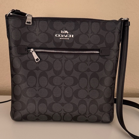Coach | Bags | Coach Rowan Crossbody C554 Charcoalblack Signature Bag ...